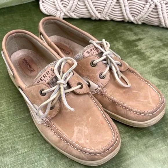 Sperry | Shoes | Sperry Bluefish 2eye Boat Shoe In Linen Oat Laceup Tan ...
